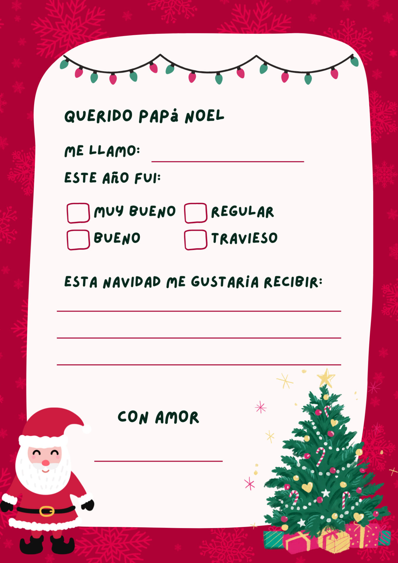 Cartas a Papa Noél - Santa Imprimibles Gratis | Jessland Estudio